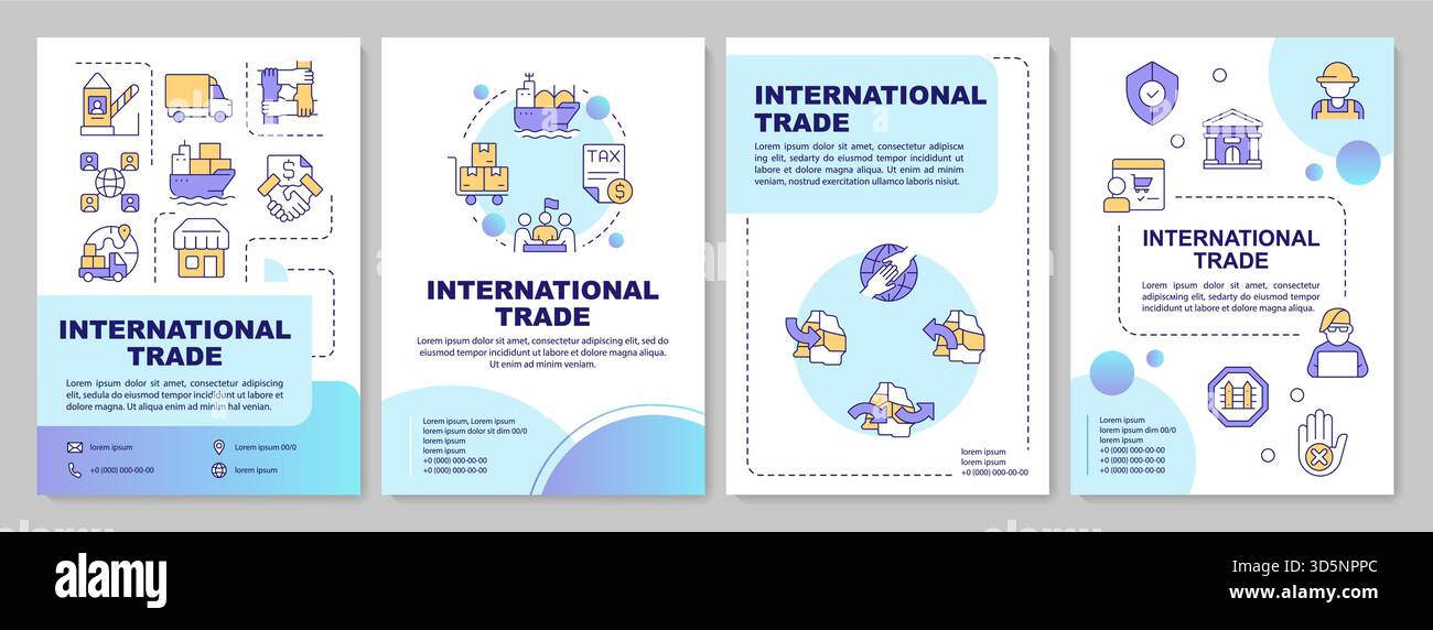 International trade blue gradient brochure layout Stock Vector Image ...