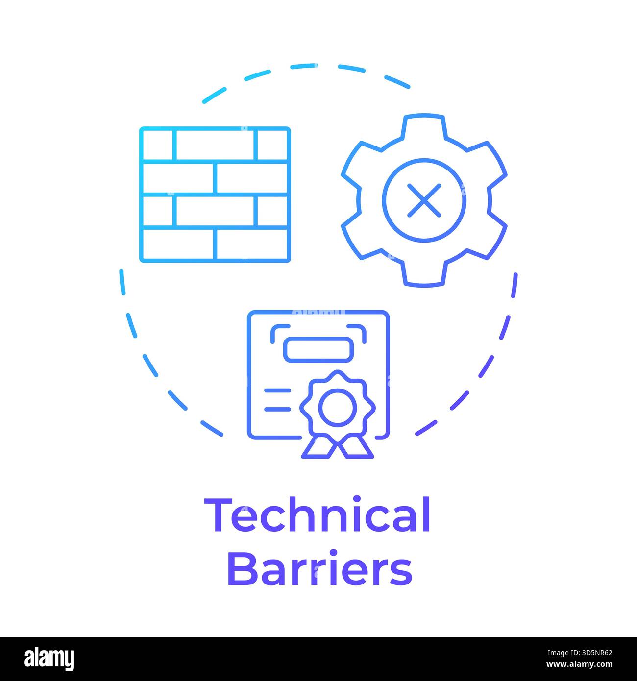 Technical barriers blue gradient concept icon Stock Vector Image & Art ...