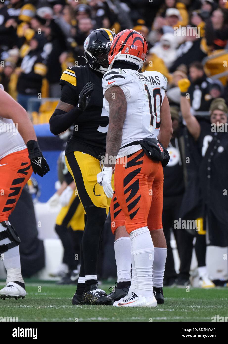 Nov 16, 2025: Ja'Marr Chase #1 and Jalen Ramsey #5 battle each other ...