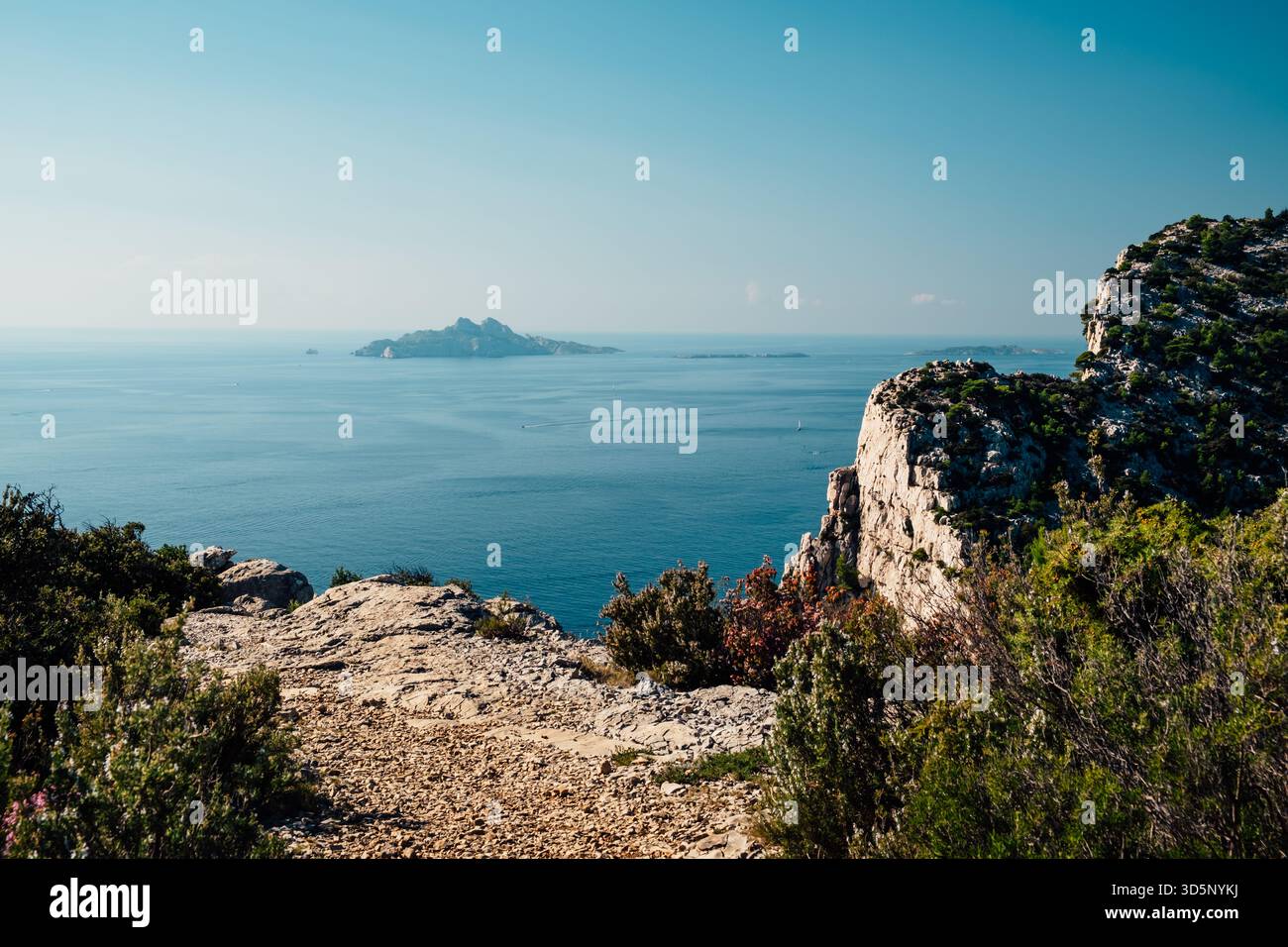 Amazing landscape with islands and impressive cliffs in South of France ...