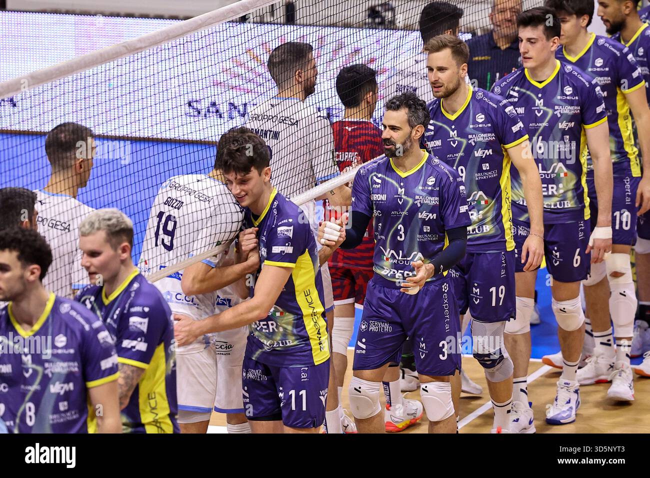 initial greeting during Cisterna Volley vs Valsa Group Modena, Volleyball Italian Serie A Men ...