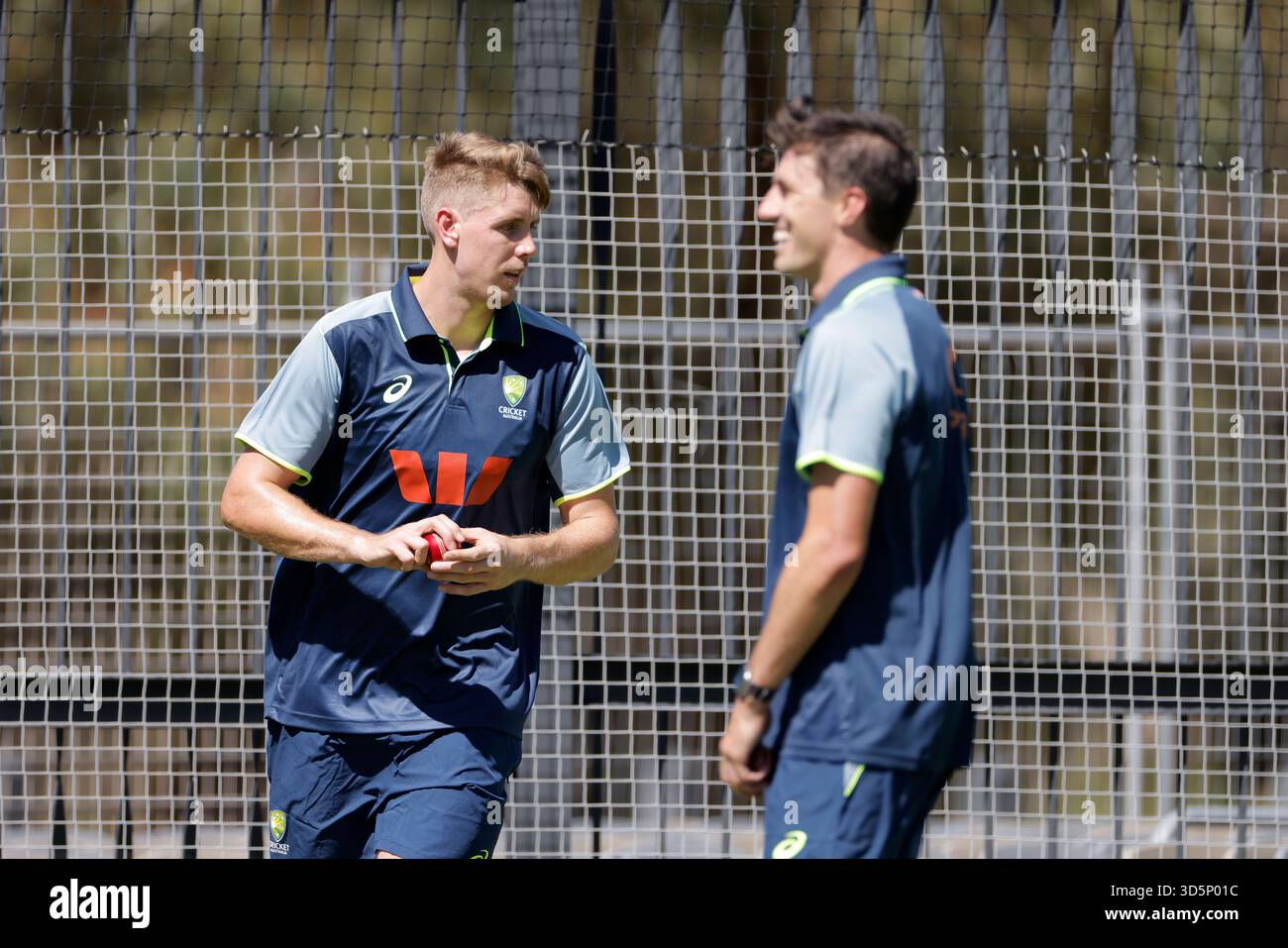 Cameron Green and Pat Cummins of Australia are seen during an Australia ...