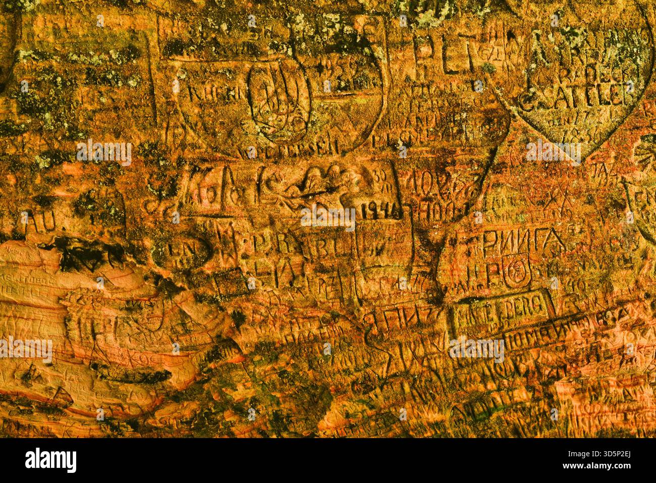 Preserved human names and other inscriptions in the soft colorful ...