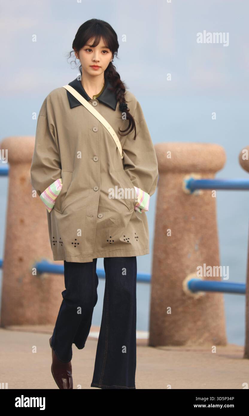 Chinese actress Tian Xiwei appears in Qingdao City, east China's ...