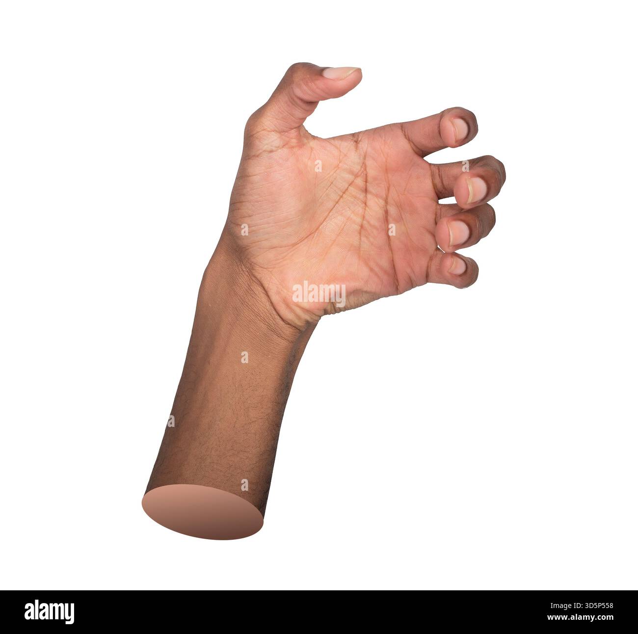 Holding hand gesture. African man presenting open palm with gentle grip ...