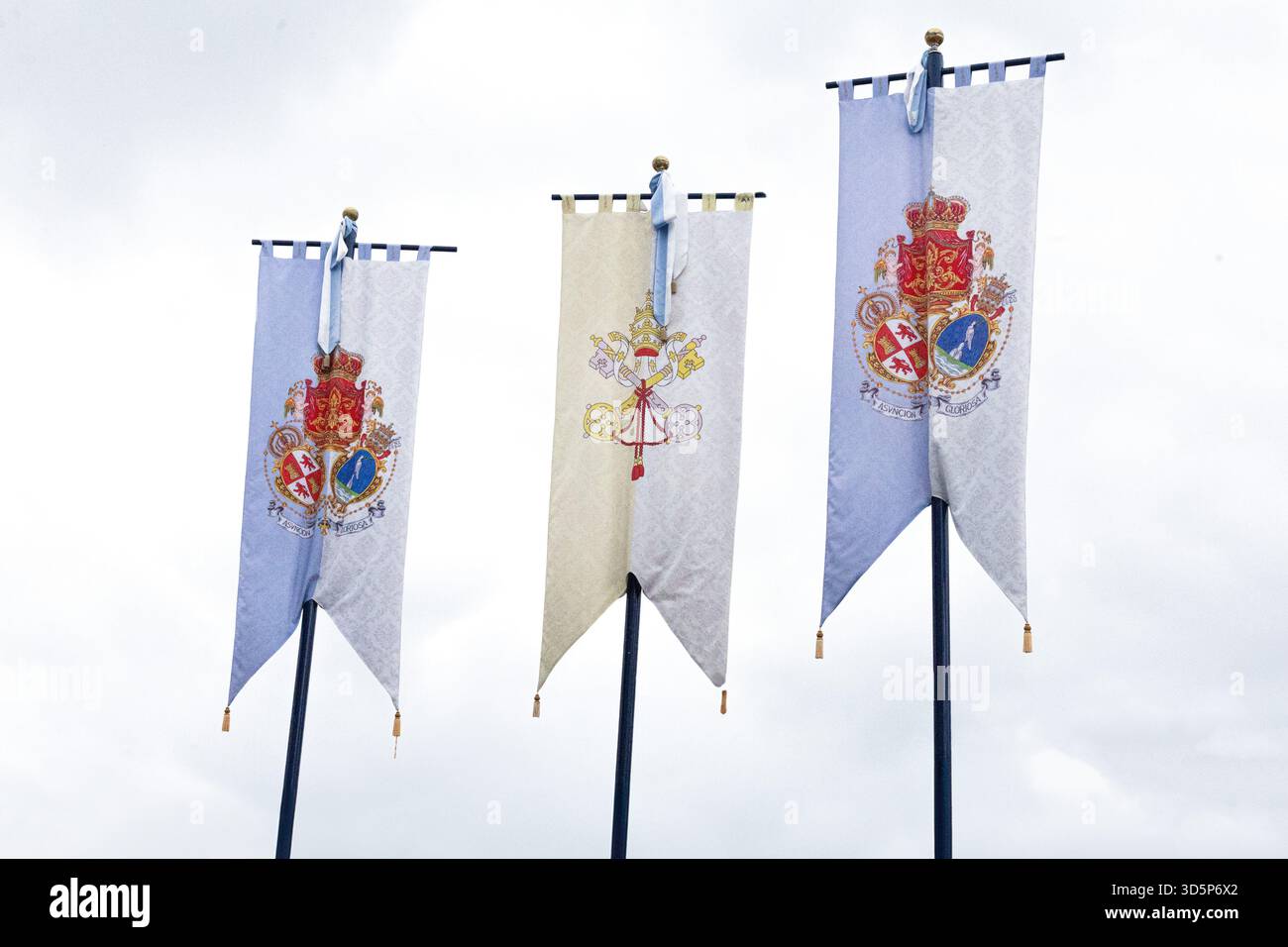 Flags from Seville, Cantillana for a procession Stock Photo - Alamy