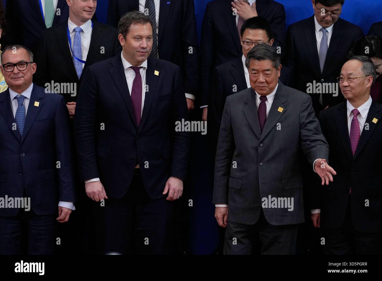 Chinese Vice Premier He Lifeng, center right, gestures to German ...