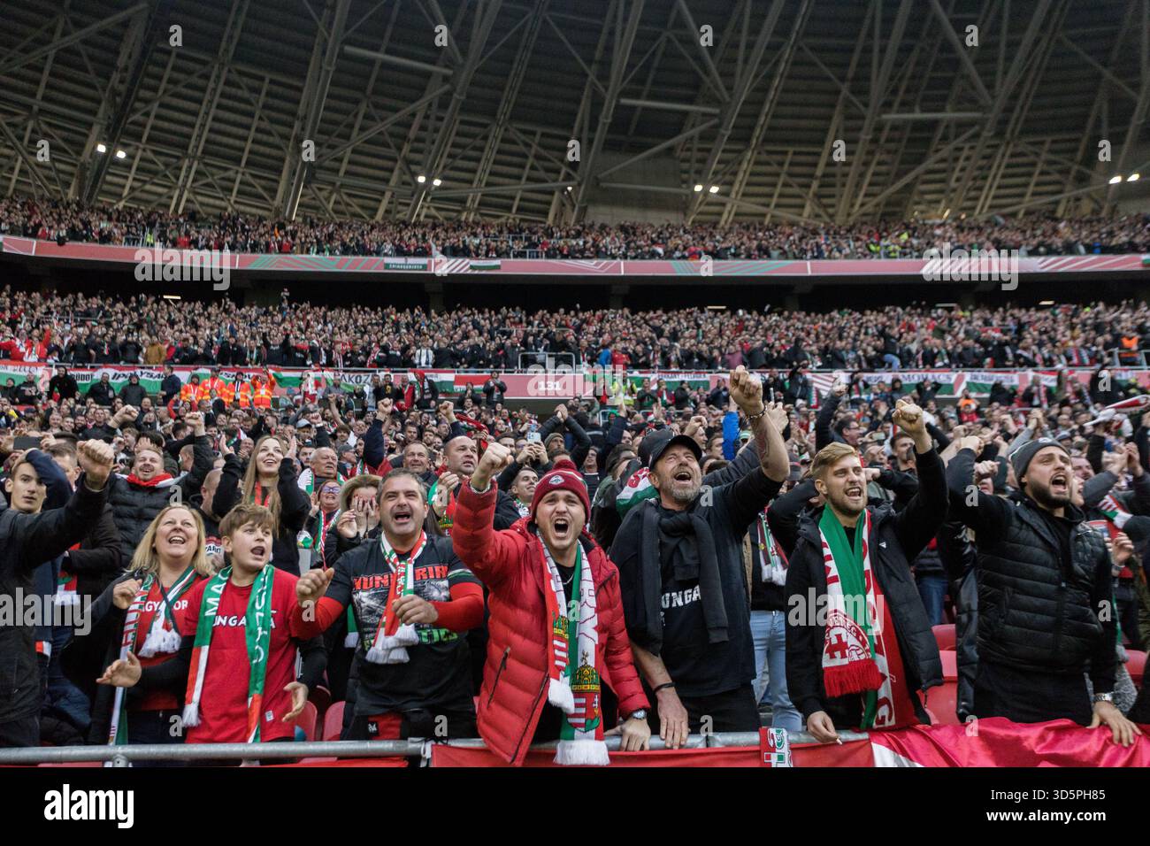 Budapest, Hungary. 16th, November 2025. Football fans of Hungary seen ...