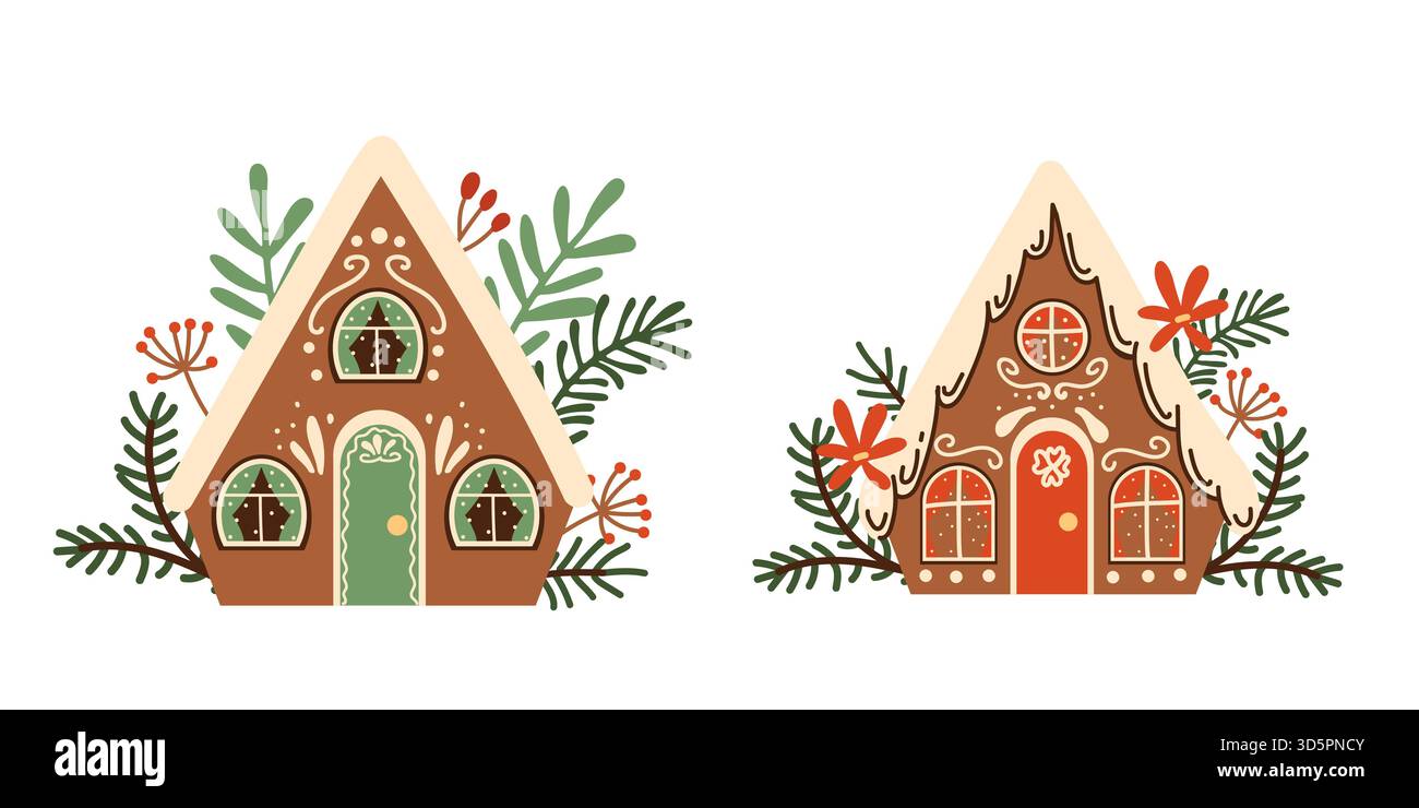 Cute gingerbread house village Stock Vector Images - Alamy