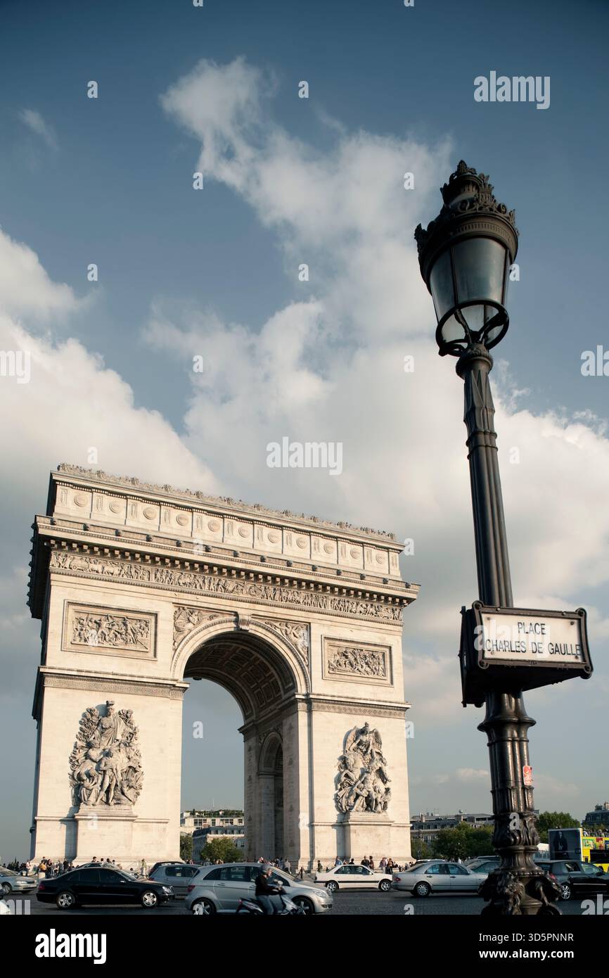 The Arc de Triomphe is a classic landmark in Paris, France Stock Photo ...