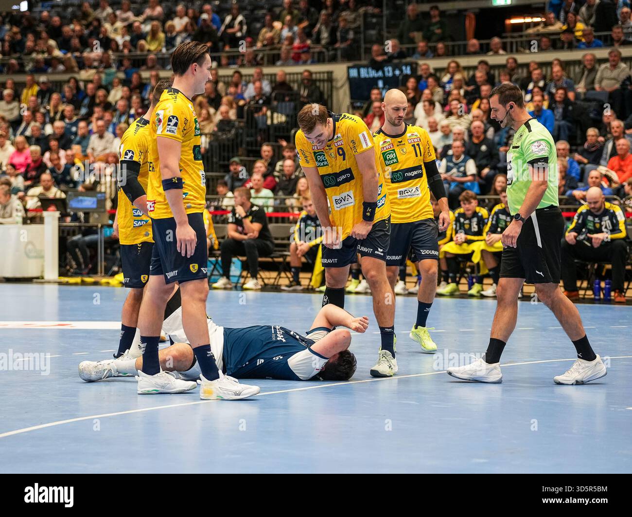Steven Plucnar Jacobsen (Rhein-Neckar Loewen, 09) laughs after foul ...