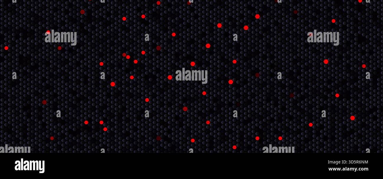 Incident response heatmap background, black hex mesh with red breach ...