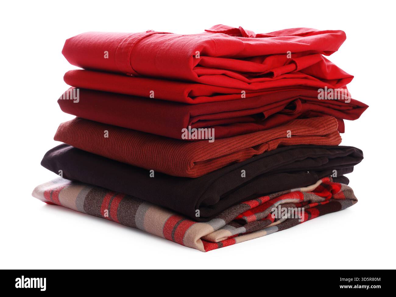 Stack of clean clothes isolated on white Stock Photo - Alamy