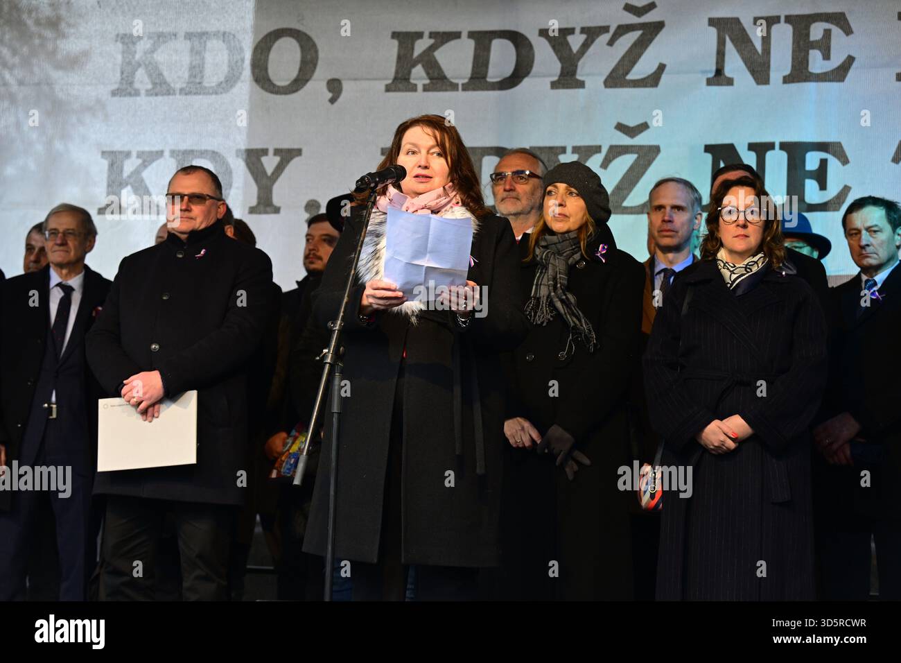 Rector of Charles University Milena Kralickova deliveres a speech at the commemoration of the ...