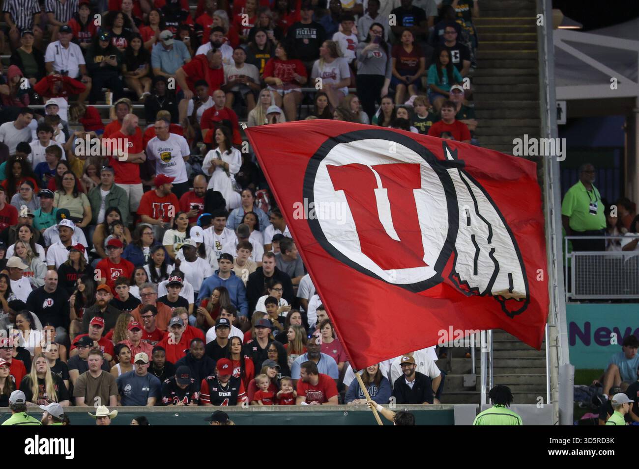 WACO, TX - NOVEMBER 15: A large flag with the Utah logo is waived in ...