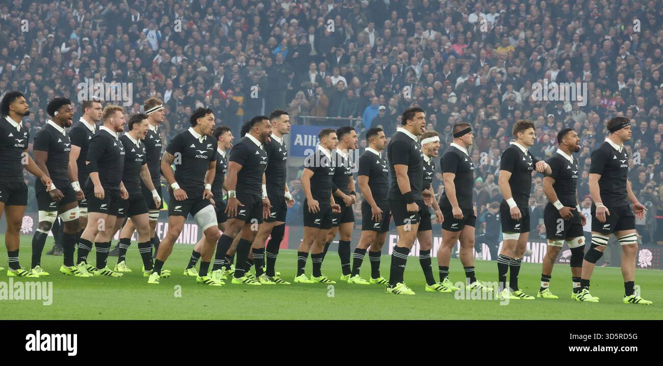 New Zealand Team doing the Haka during Quilter Nations Series match ...