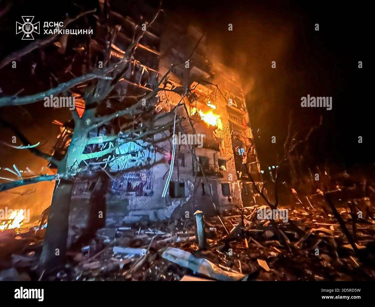 In this photo provided by the Ukrainian Emergency Service, emergency ...