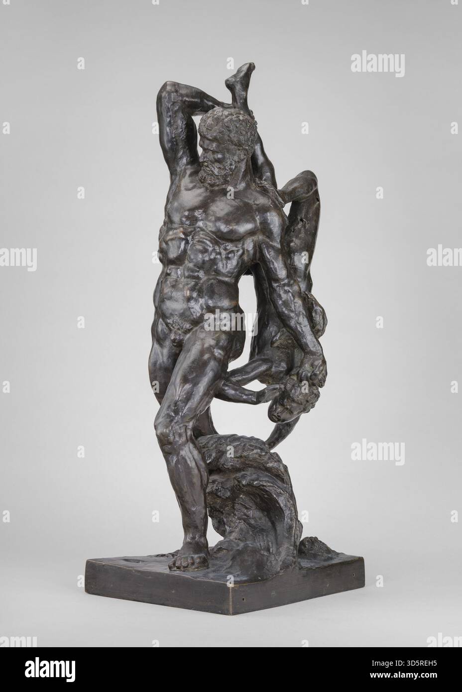 The artwork depicts the mythological hero Hercules in the act of ...