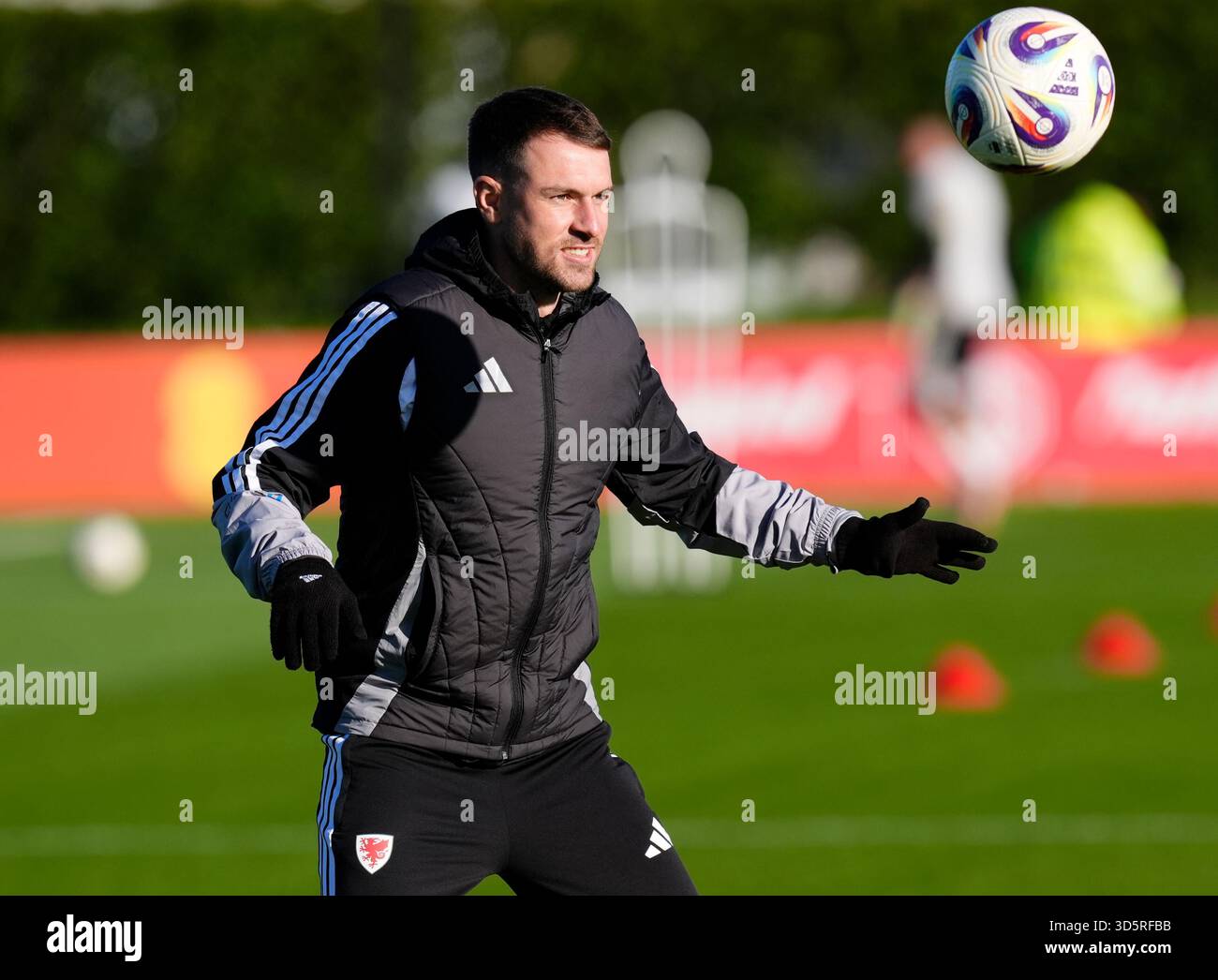 Wales' Aaron Ramsey during a training session at the Vale Resort ...