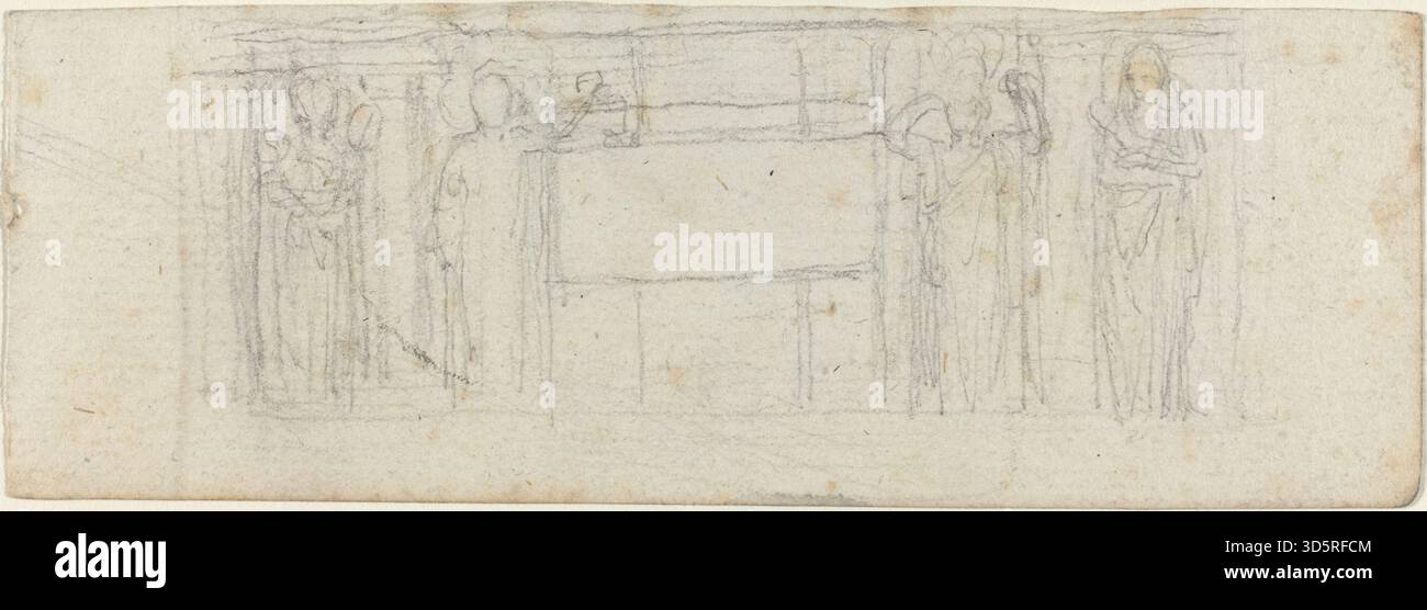 A drawing by John Flaxman showing a monument design with structural ...