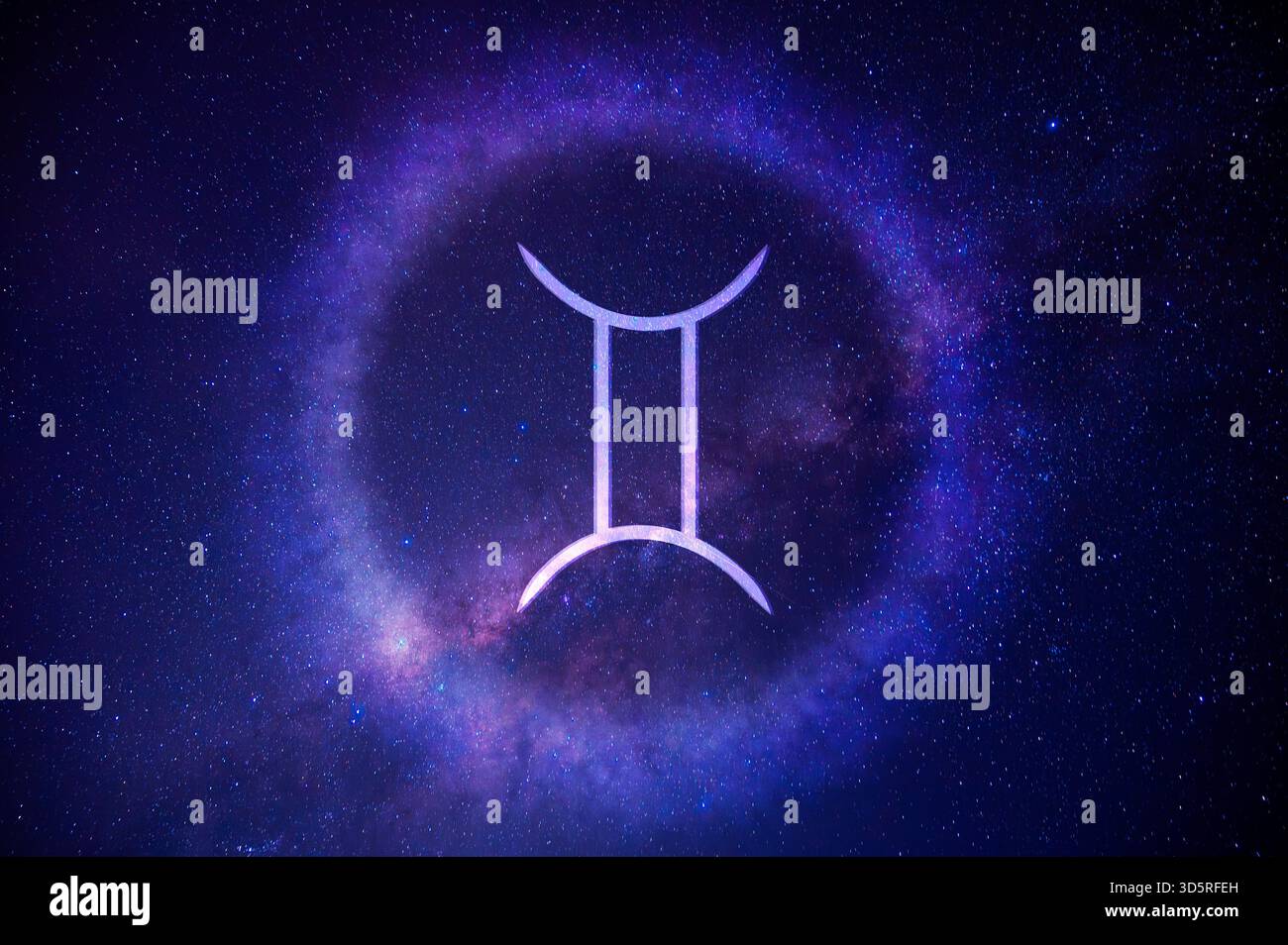 Gemini Astrology on a Galaxy Background Stock Photo - Alamy
