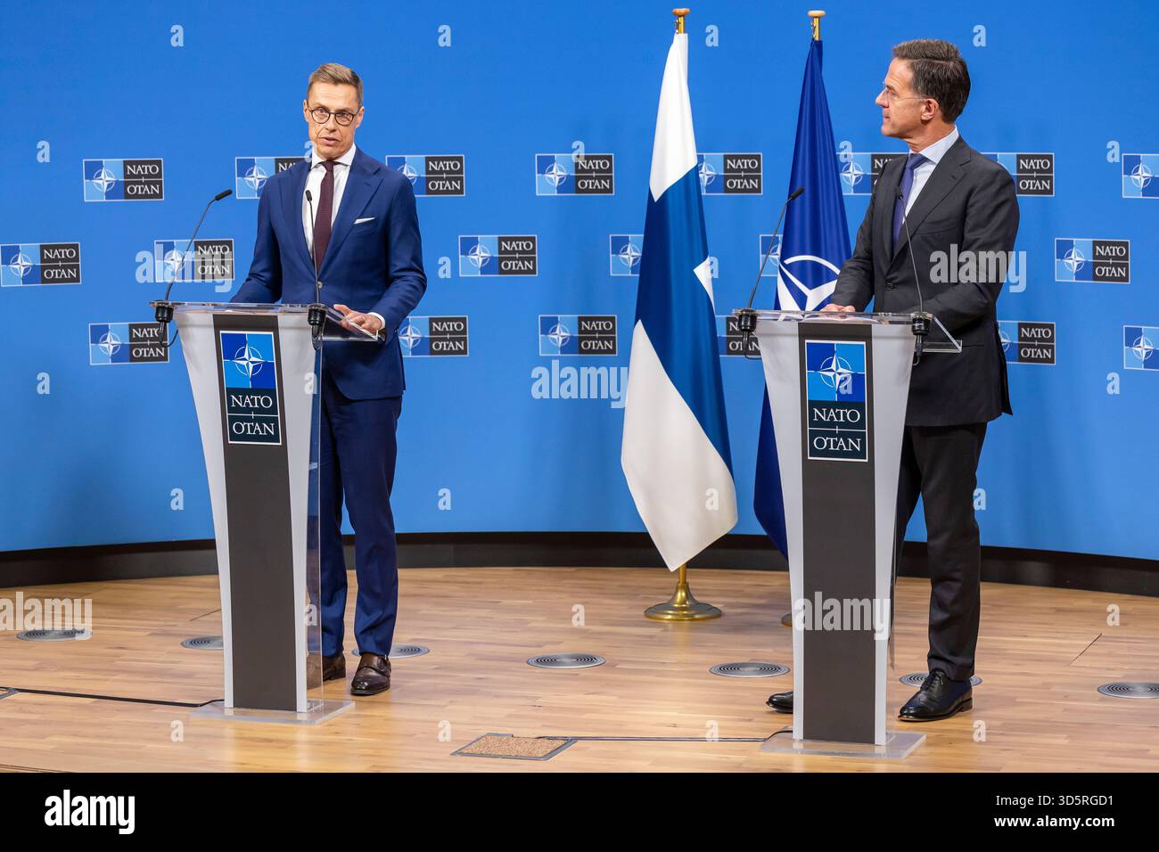 NATO Secretary General Mark Rutte, right, and Finland's President ...