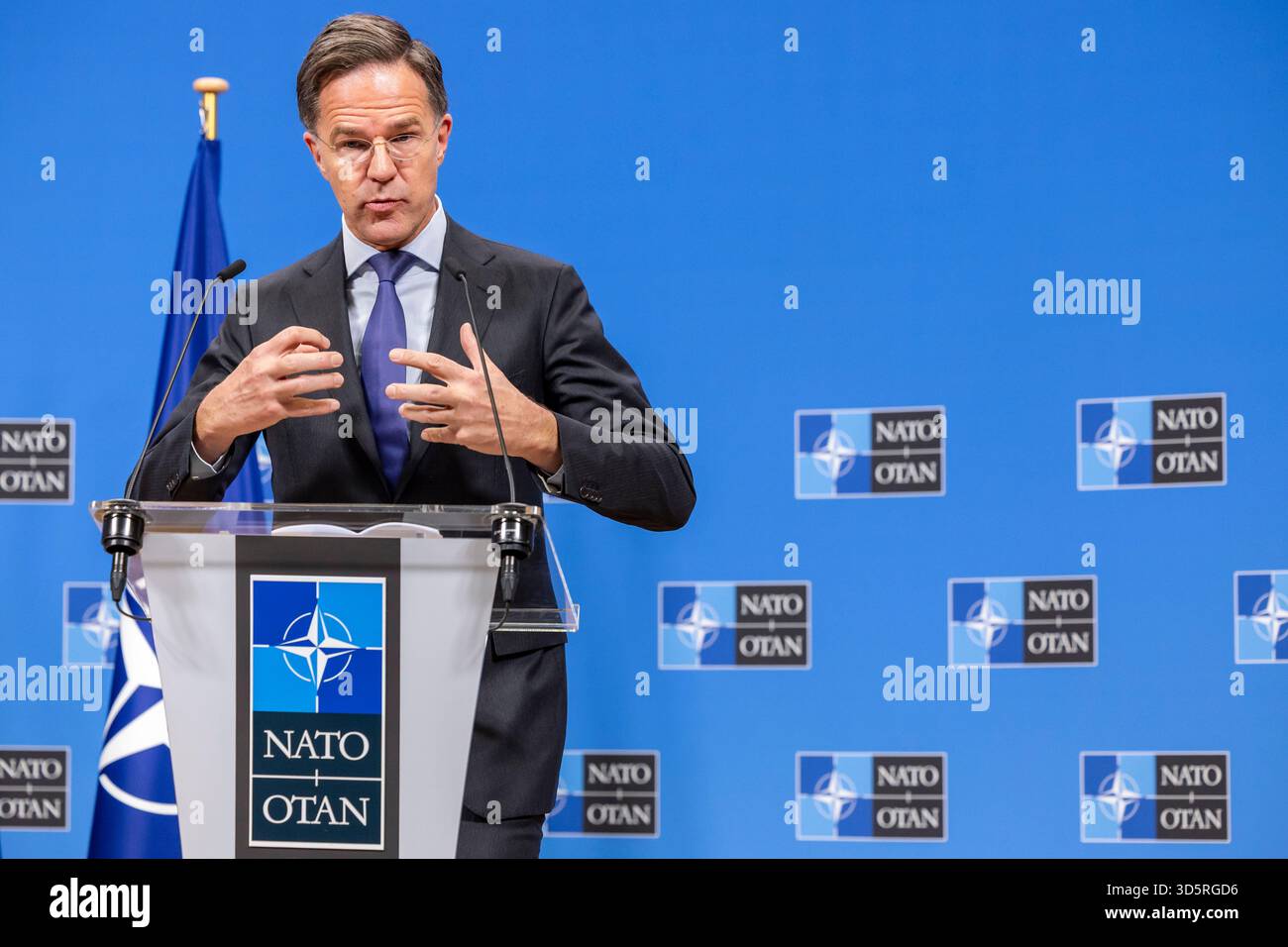 NATO Secretary General Mark Rutte addresses the media after a meeting ...