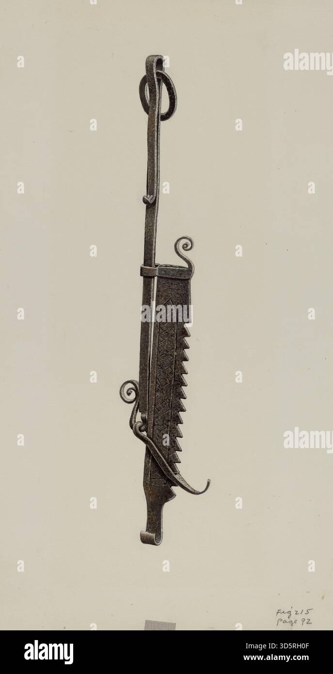 Metal trammel by Wellington Blewett, circa 1938, showing adjustable ...