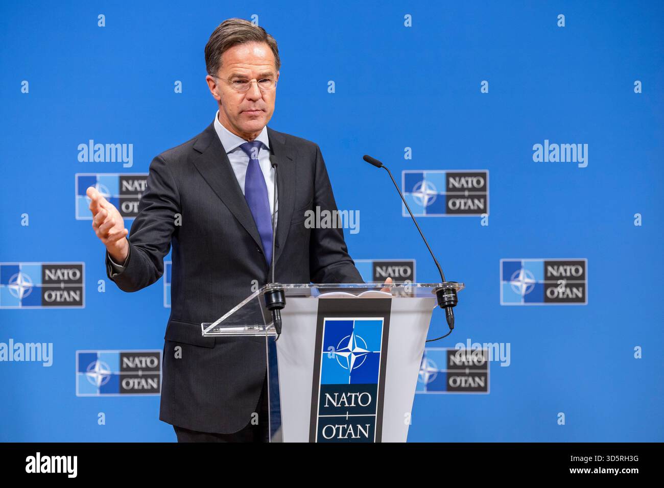 NATO Secretary General Mark Rutte addresses the media after a meeting ...
