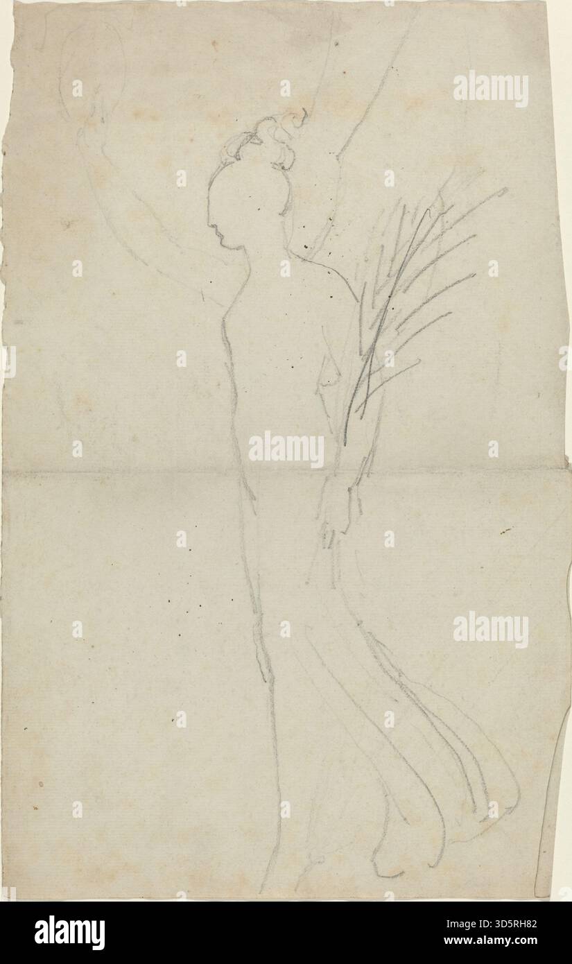 A neoclassical drawing by John Flaxman showing a striding female figure ...