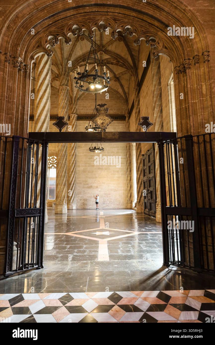 Valencia, Spain- October 23, 2025: Architectural details of The Lonja ...