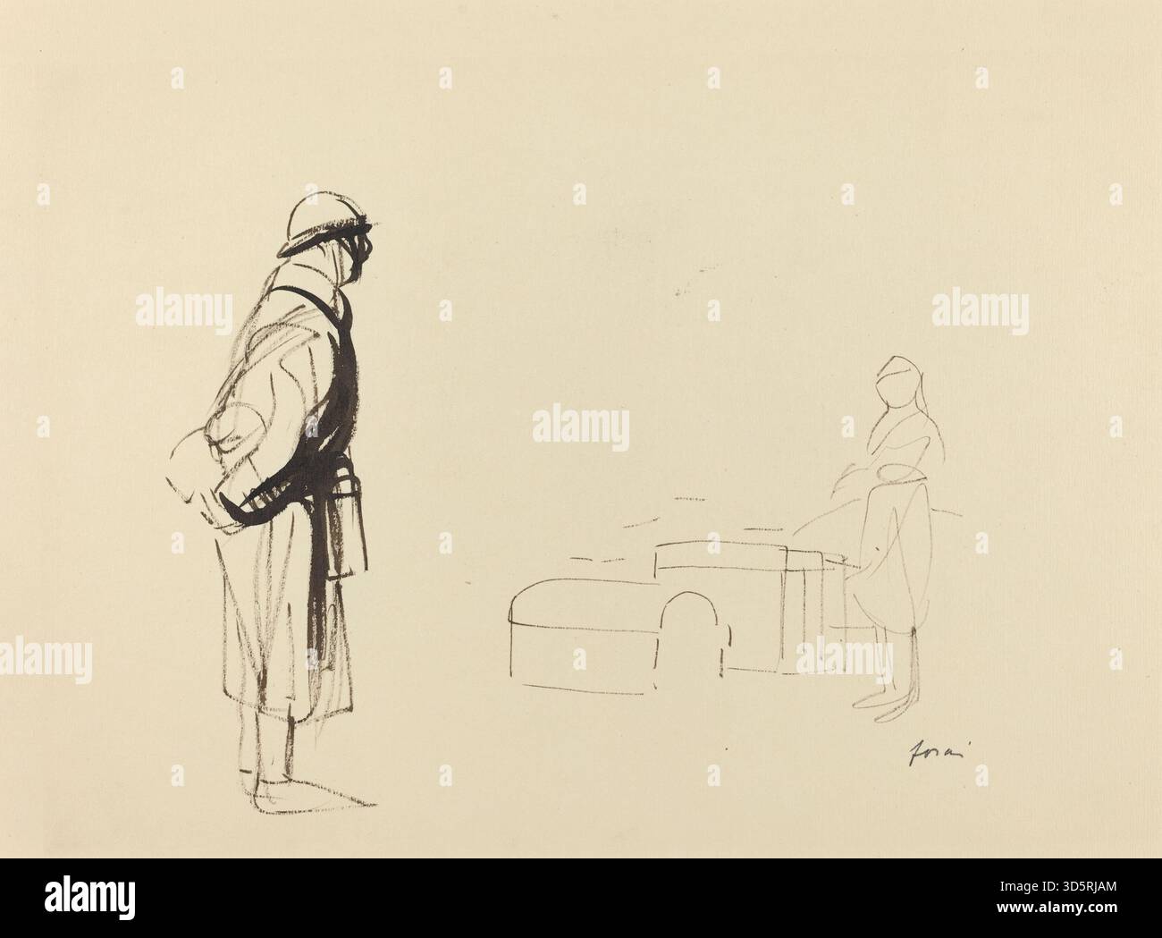 Jean Louis Forain’s World War I-era drawing, created between 1914 and ...