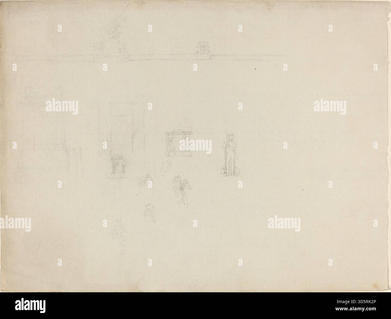 This sheet by John Flaxman contains architectural and figure studies ...