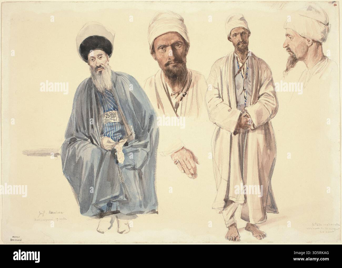 Shows an elderly Jewish man and a Muslim Tartar in Crimea, depicting ...