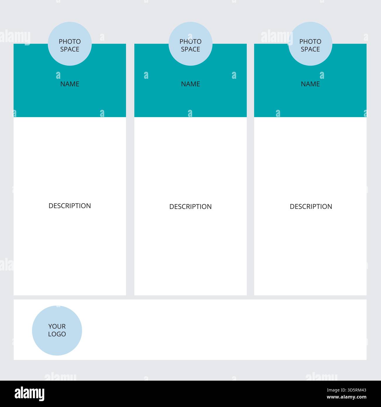 Template for work team with photo space, logo name and description ...