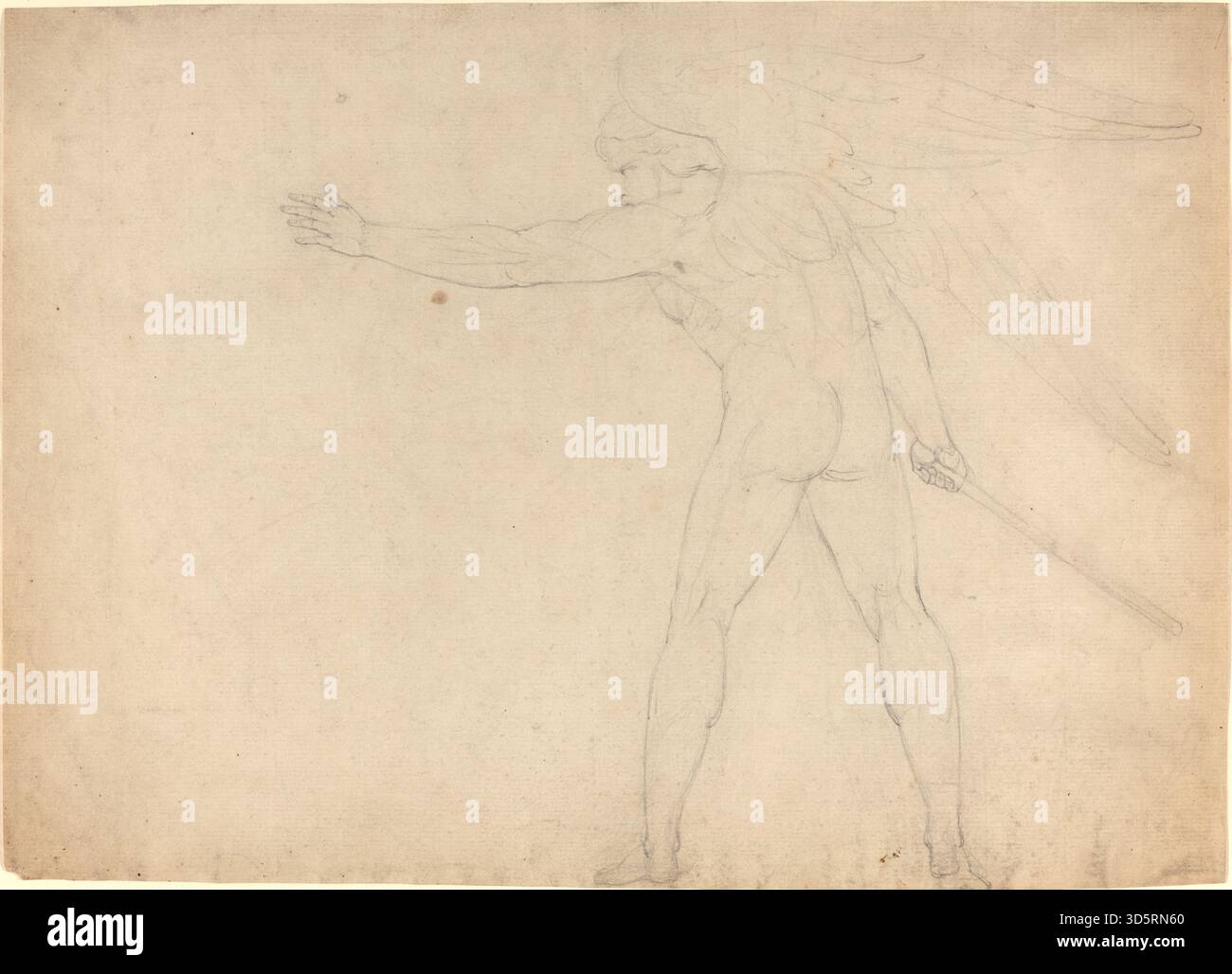 This 1780 artwork by William Blake depicts a warring angel on the recto ...
