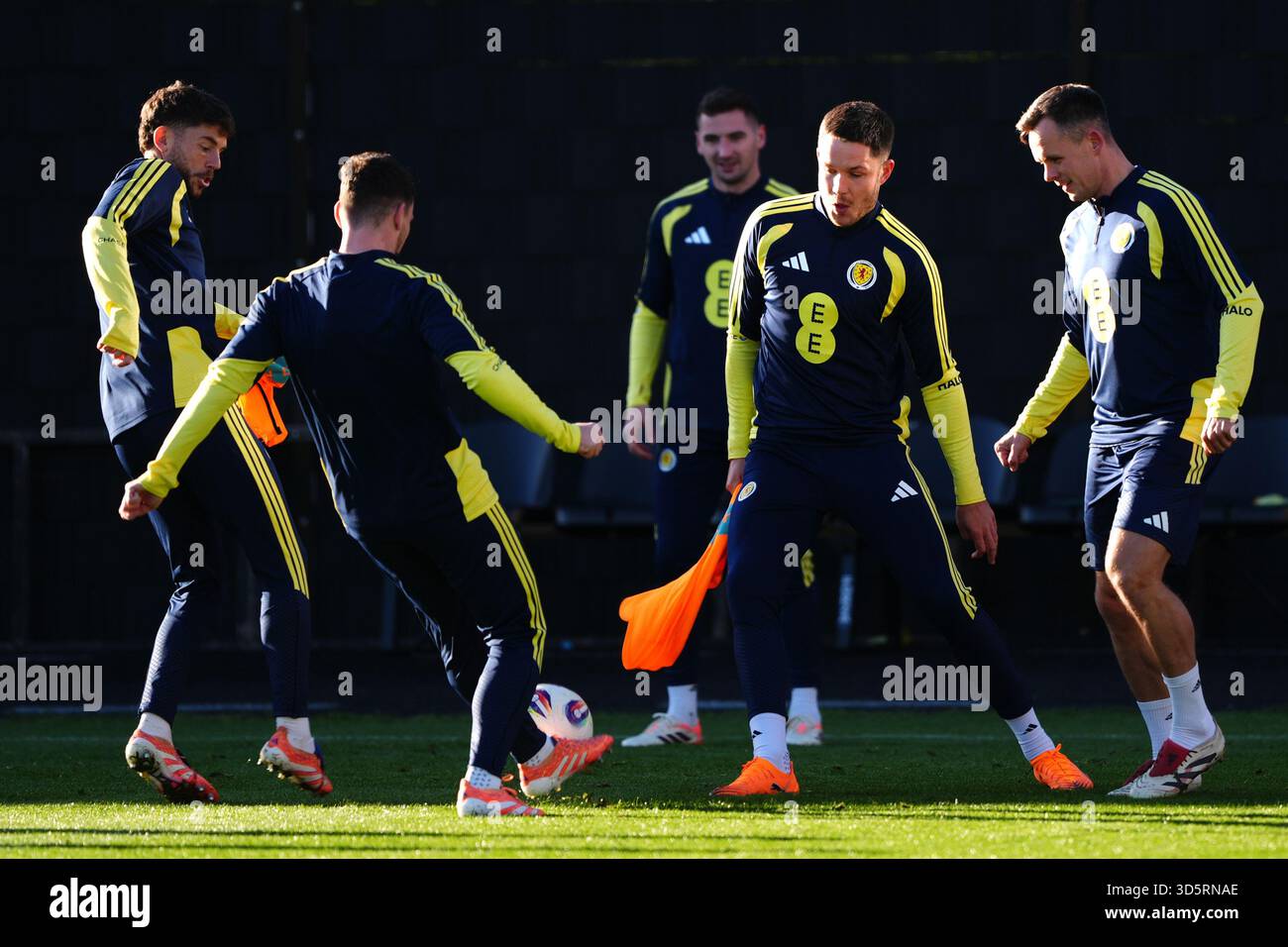 Scotland's George Hirst (second right) and team-mates during a training ...
