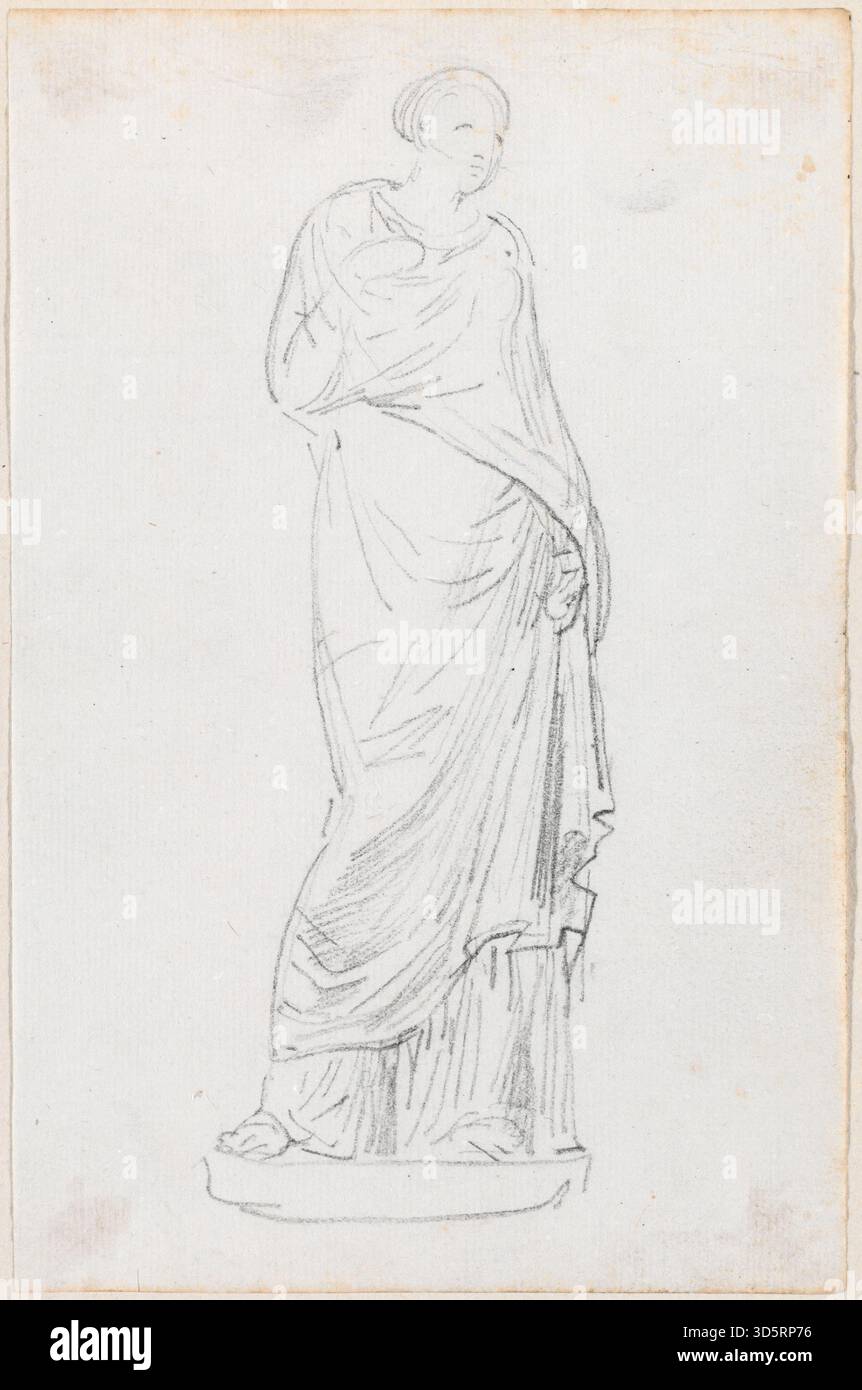 Hubert Robert's c.1754–1765 painting depicts a statue of a female in a ...