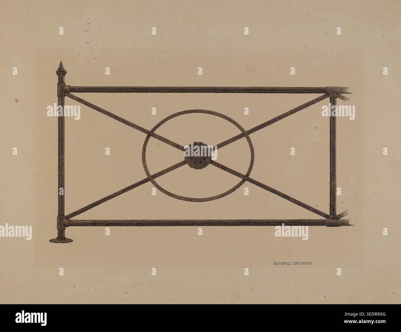 This circa 1940 balcony railing by Raymond Neumann features metal ...