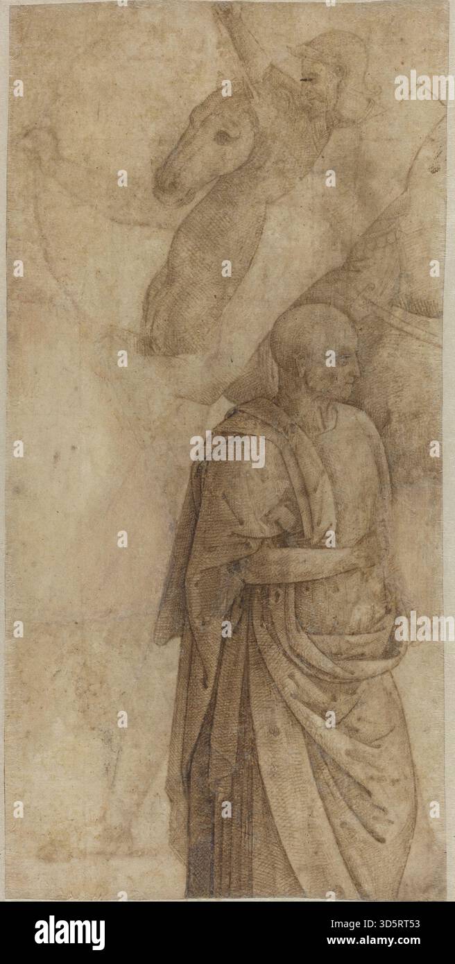 A c.1500 verso drawing in the style of Pietro Perugino showing a ...