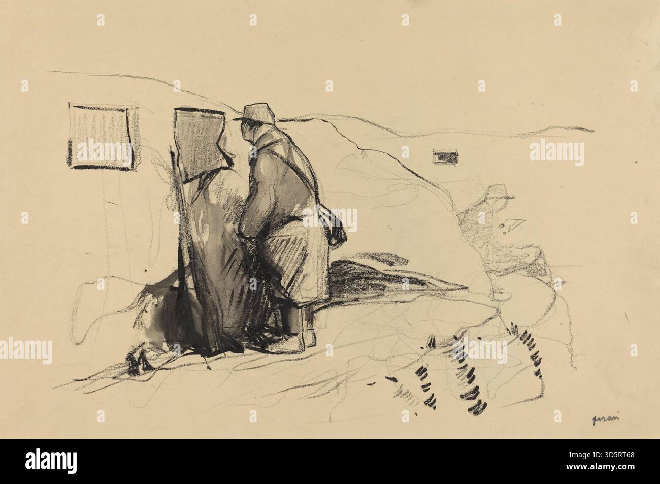 Drawing by Jean Louis Forain from 1914–1919 depicting soldiers in WWI ...