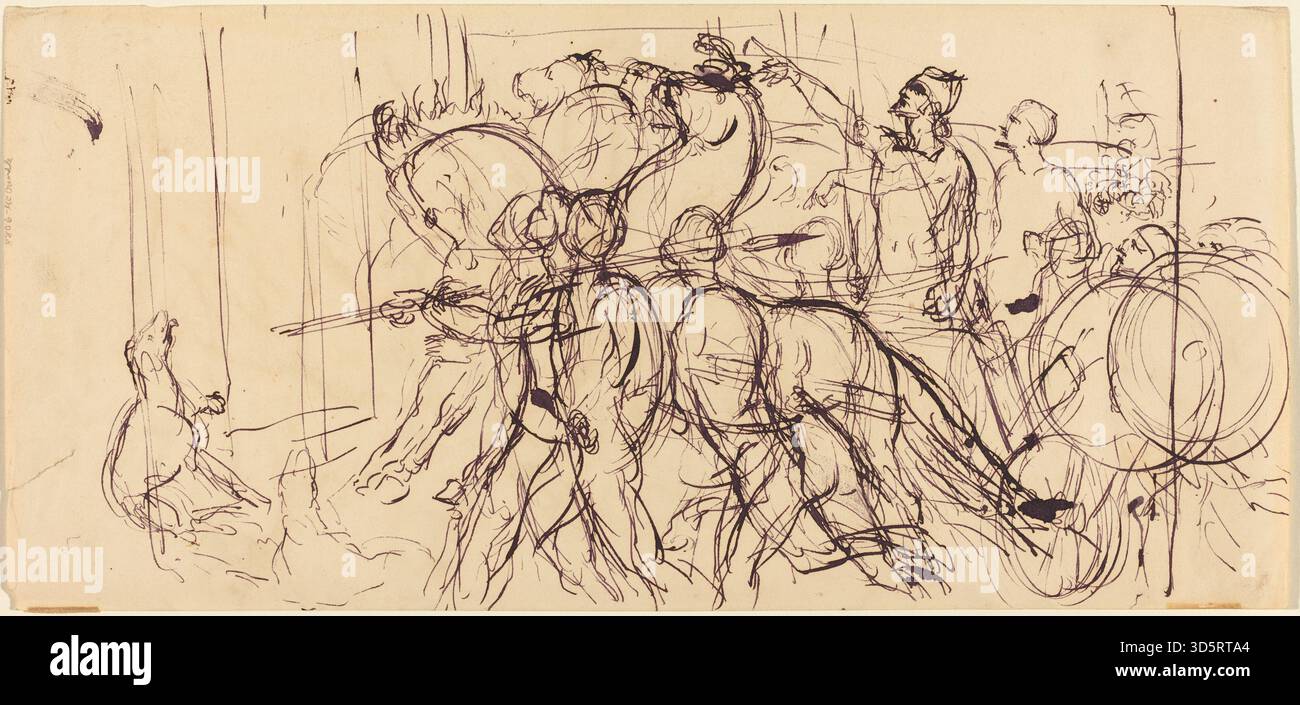This work by Eugène Delacroix depicts charioteers, showing figures ...