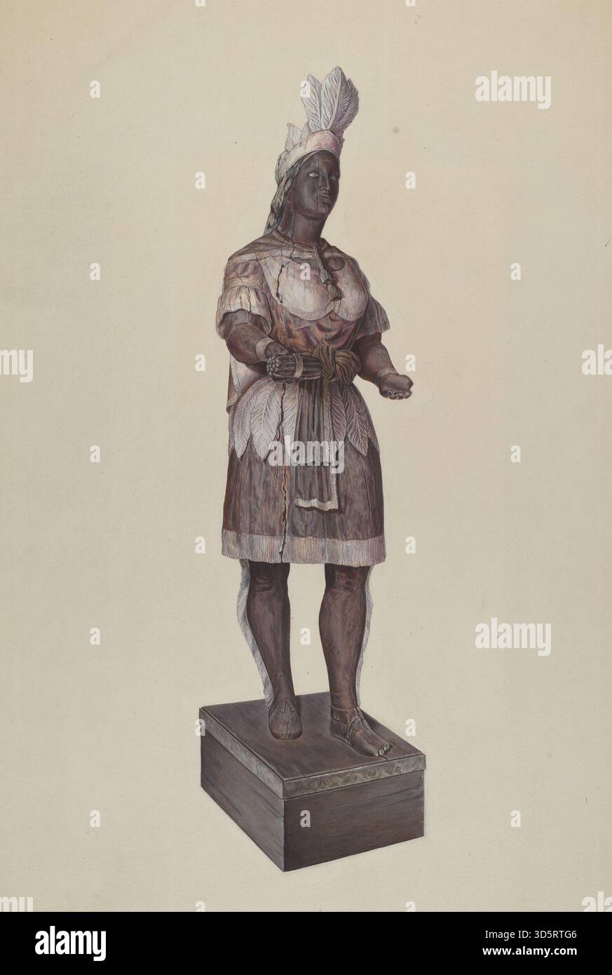 A carved wooden cigar store Indian figure by Dorothy Handy, circa 1937 ...