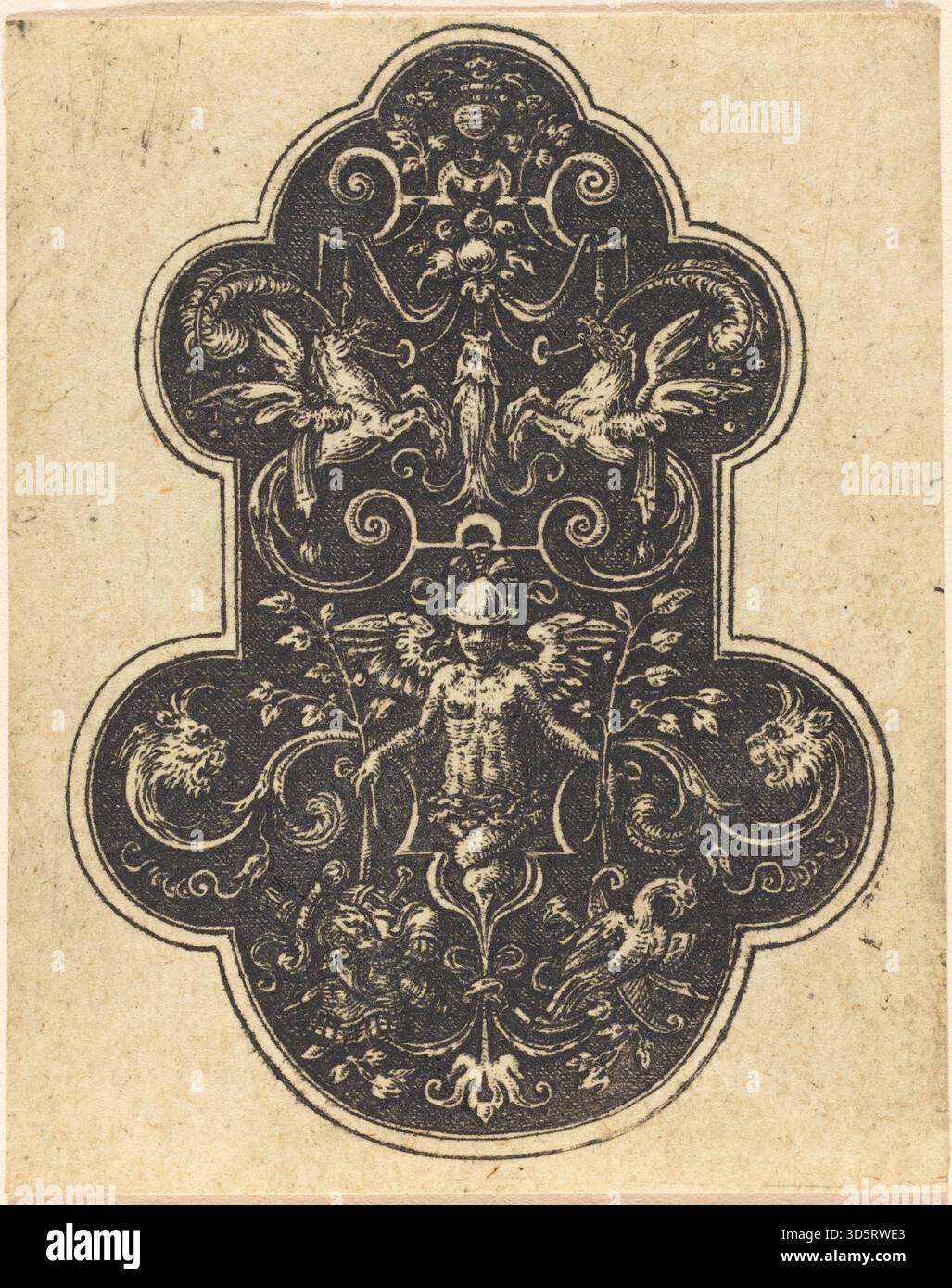 Etienne Delaune's engraving 'Female Figure' depicts a single standing ...