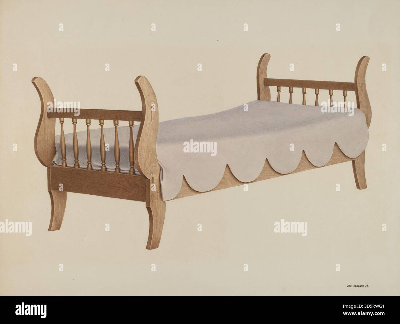 Made around 1940, Joe Brennan’s sleigh bed features curved wooden ...