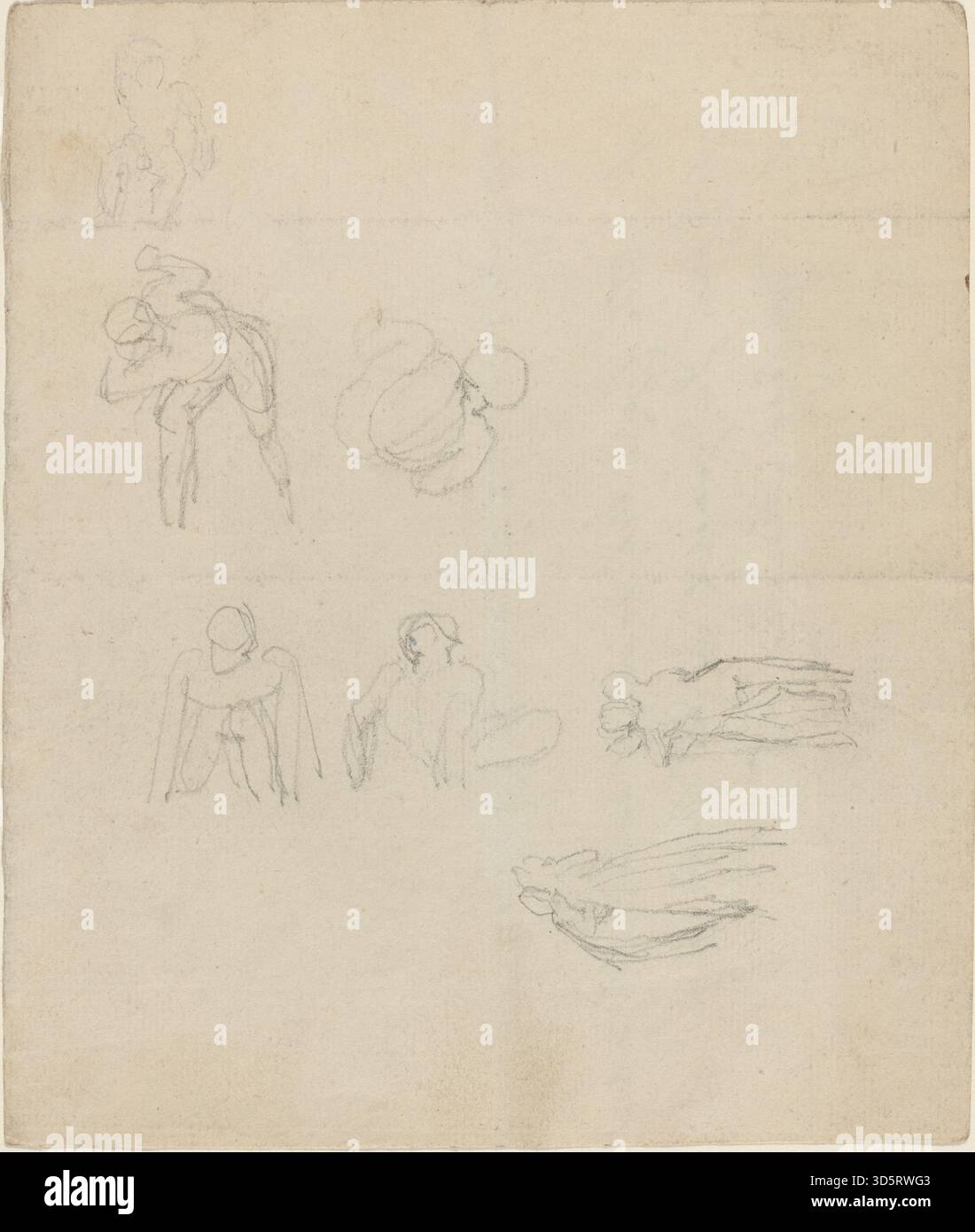 This sheet by John Flaxman contains studies of multiple human figures ...