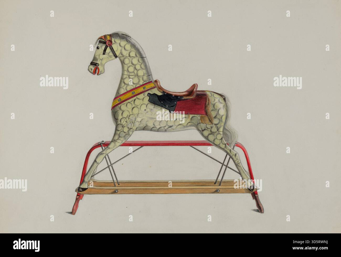A 1937 photograph by Theodore Pfitzer depicting a child's hobby horse ...