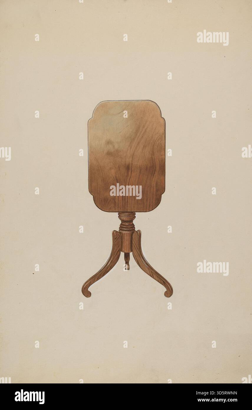 This 1937 work by Henry Murphy depicts a tilt-top table, showing ...
