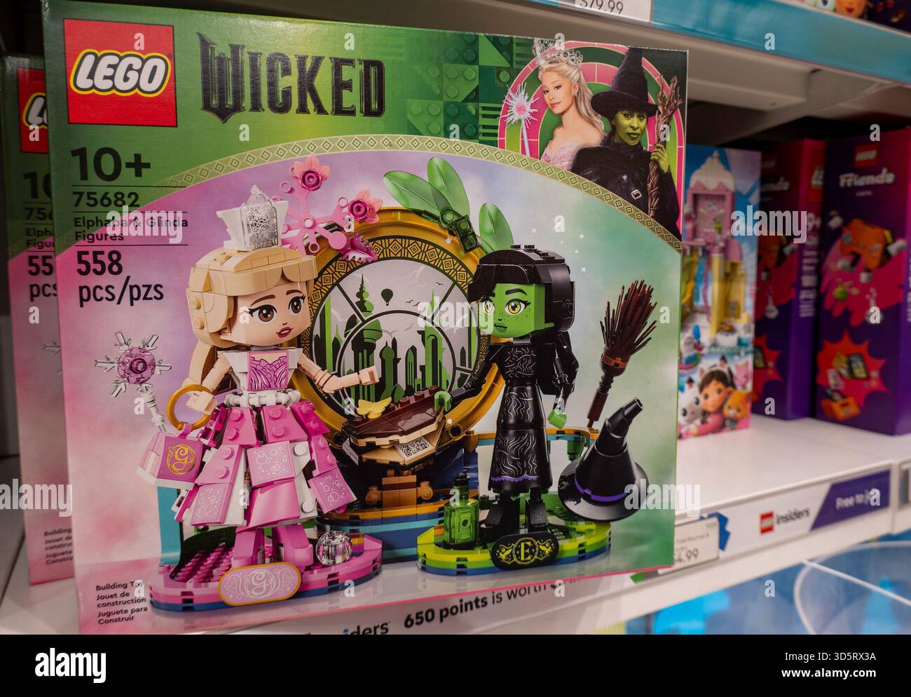 Wicked merchandise for sale in the Rockefeller Center Lego store, 2025 ...