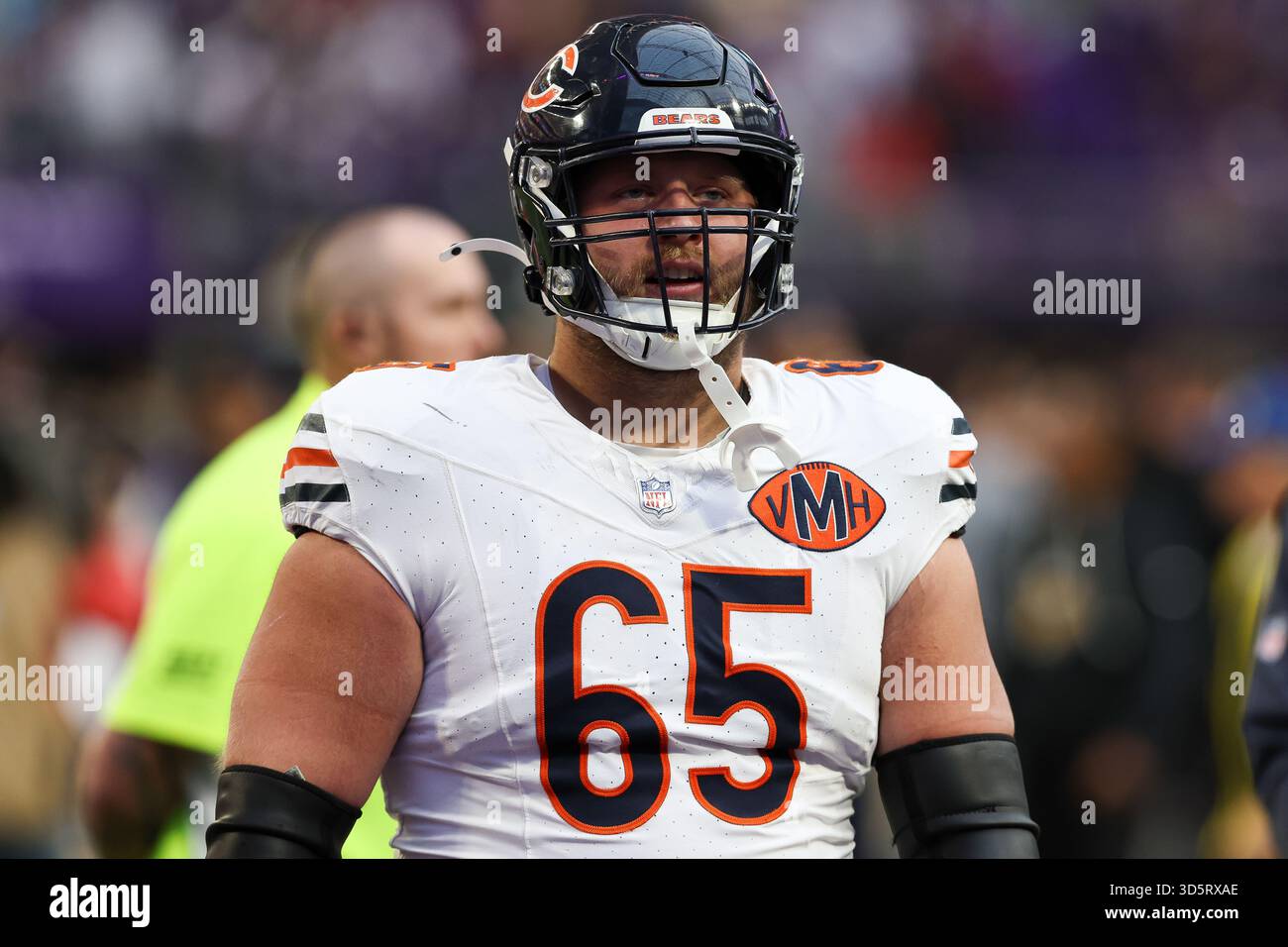 Chicago Bears guard Luke Newman walks off the field after winning 19-17 ...
